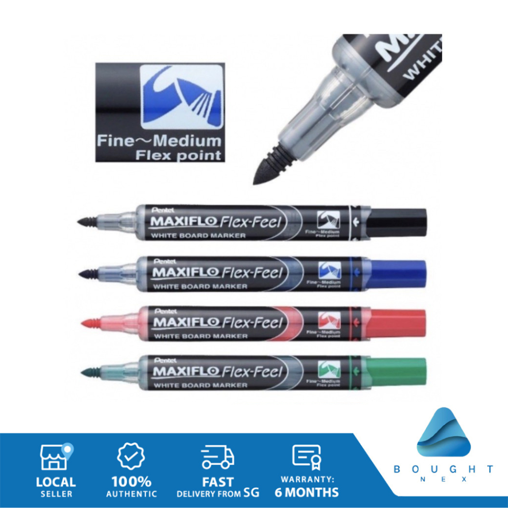 Pentel Maxiflo Flex-Feel Flexpoint Whiteboard Marker Vibrant Colors ...