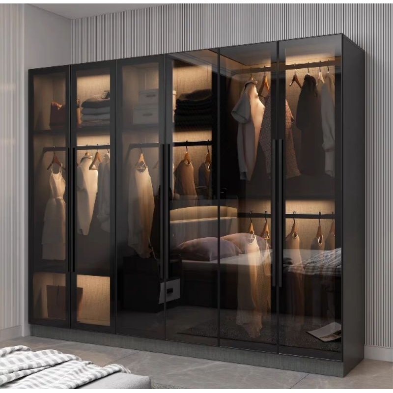 Wardrobe modern minimalist home bedroom corner light luxury cloakroom ...