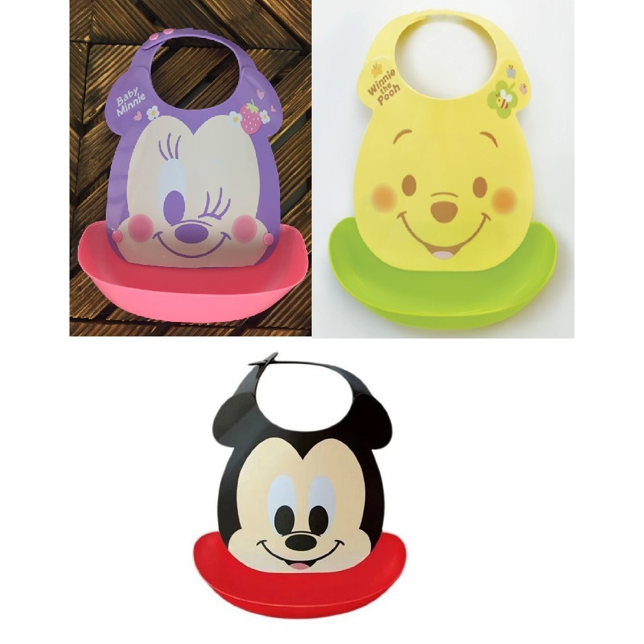 [SG Stock] Disney Mickey Minnie Winnie Pooh Rubber Bib | Shopee Singapore