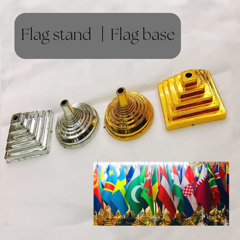 Flag Stand Flag Base Office Decoration Square Round Gold Silver Flag ...