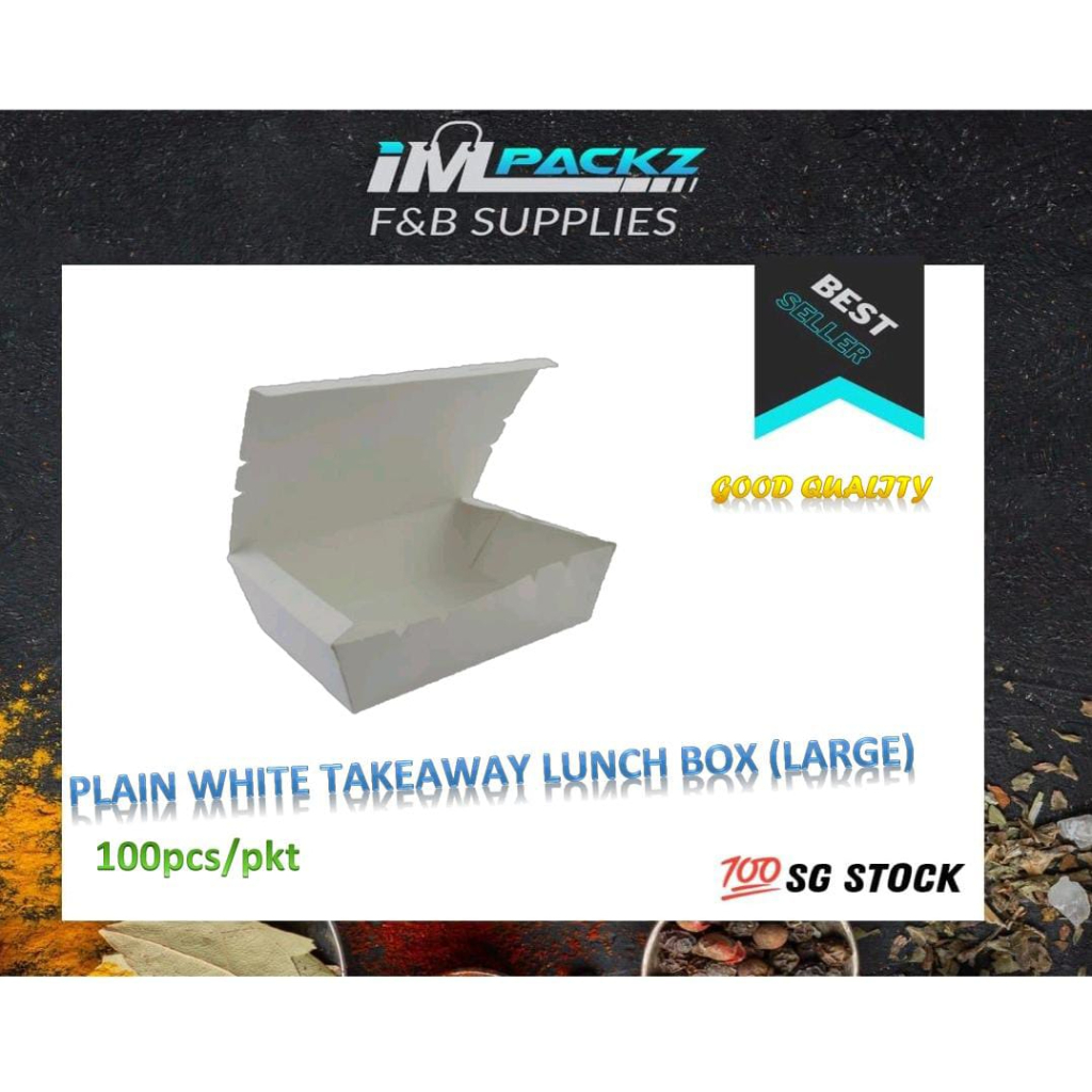 100pcs Plain White Lunch Box Takeaway (Large/Medium) | Shopee Singapore