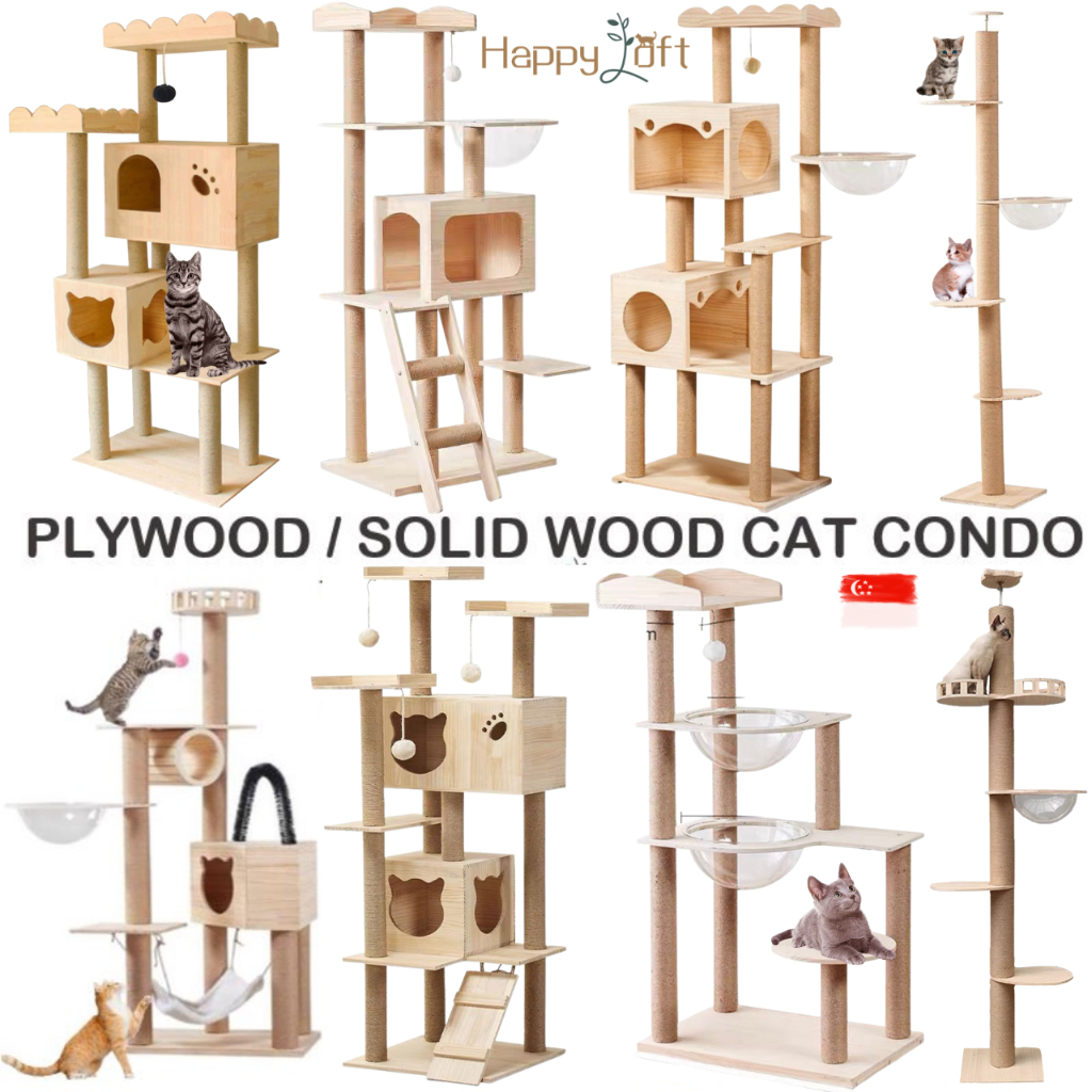 [SG SELLER]Cat Large Condo Kitty Multilayer Cat Play Rest House Plywood ...