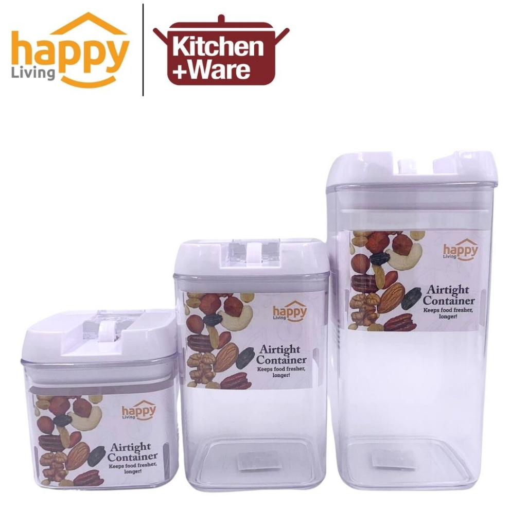 Happy Living SIngapore Easy Lock Container / Airtight Square Seal Pot / 0.5L / 0.8L / 1.2L ...