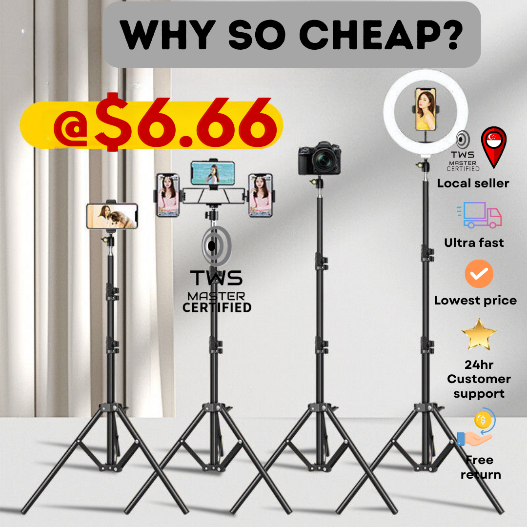 (SG Stock) Tripod Stand 210cm Portable Adjustable Stand Live Camera Selfie Tripod and Bluetooth ...