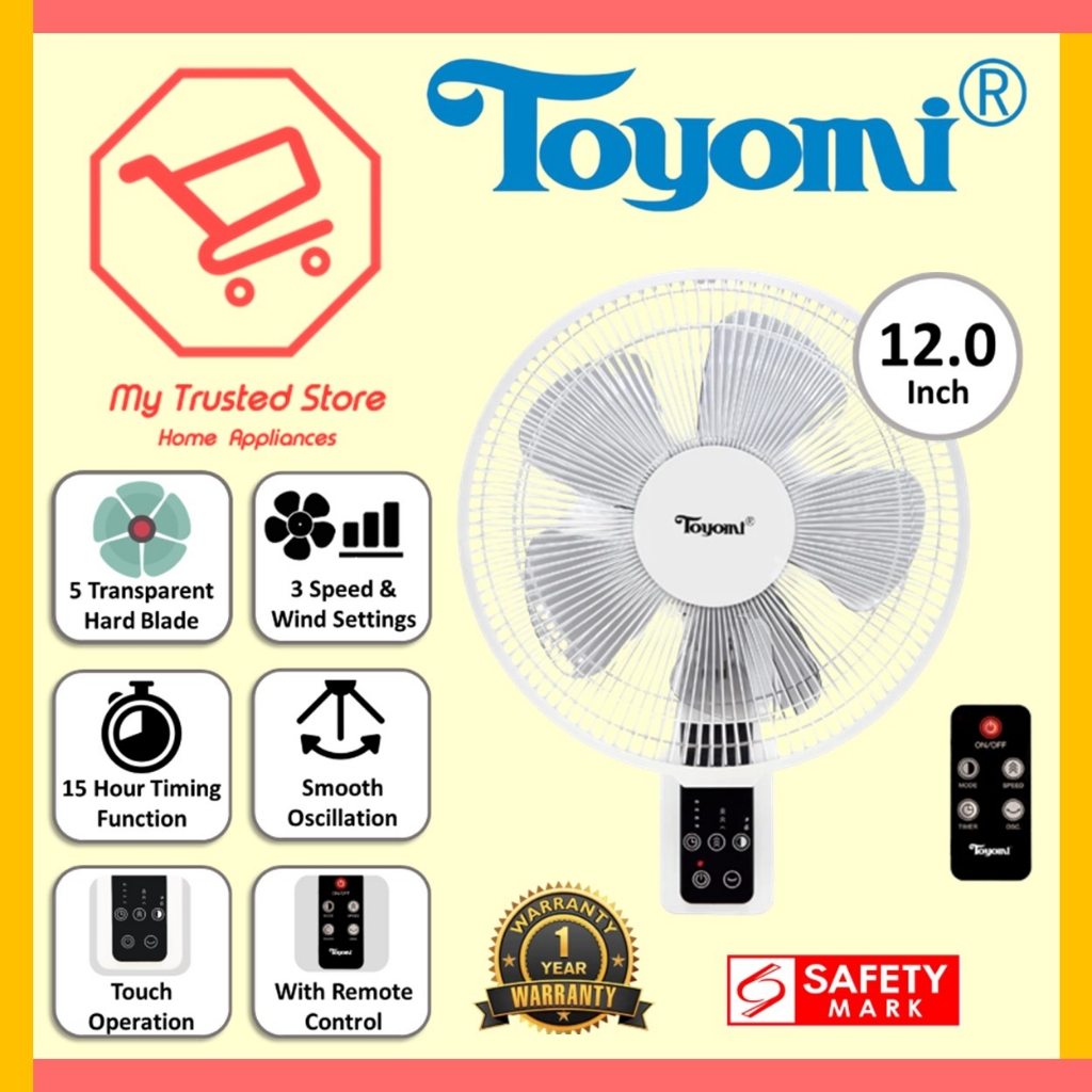 Toyomi 12" Wall Fan with remote FW 3614R Installation Available ...