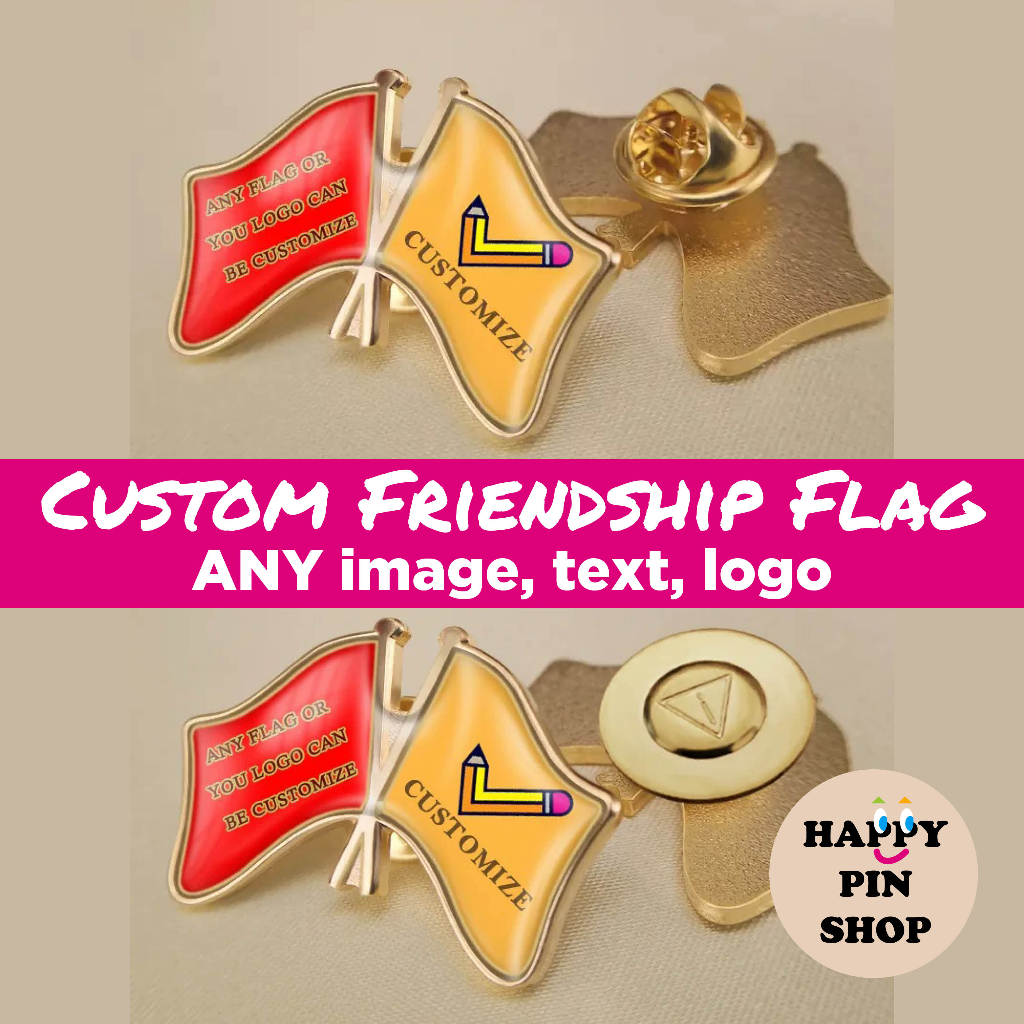 PRE-ORDER: Custom Friendship Flag Collar Pin, Double Flag - Customise ...