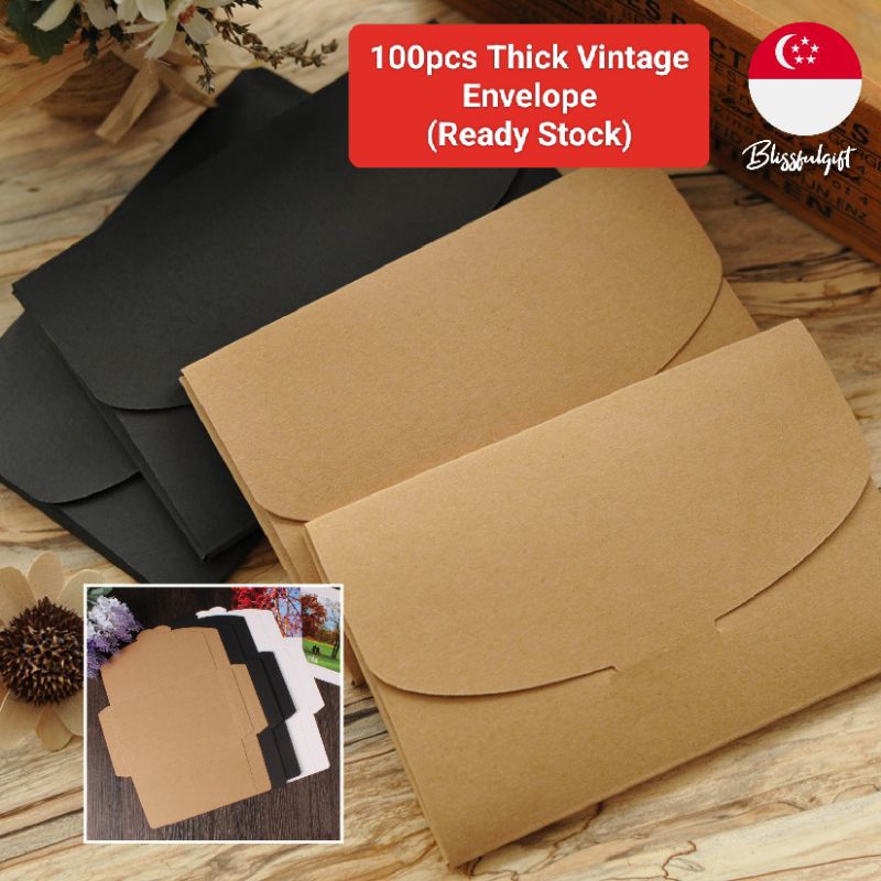 100Pcs Thick 300gsm Kraft Vintage Paper Cardstock A6 Envelope DIY ...