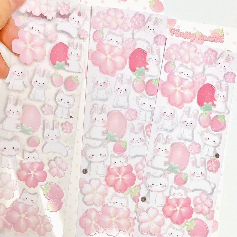 [Fluffy Mark] Spring Kitty Bunny Korean Sticker | Shopee Singapore
