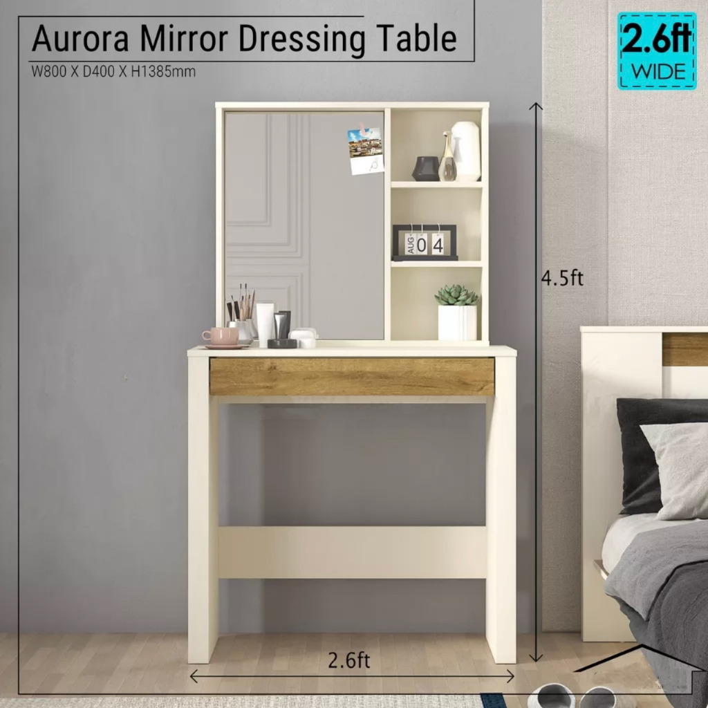 Luxe: Aurora Mirror Dressing Table | Drawer Cabinet | Makeup Table ...