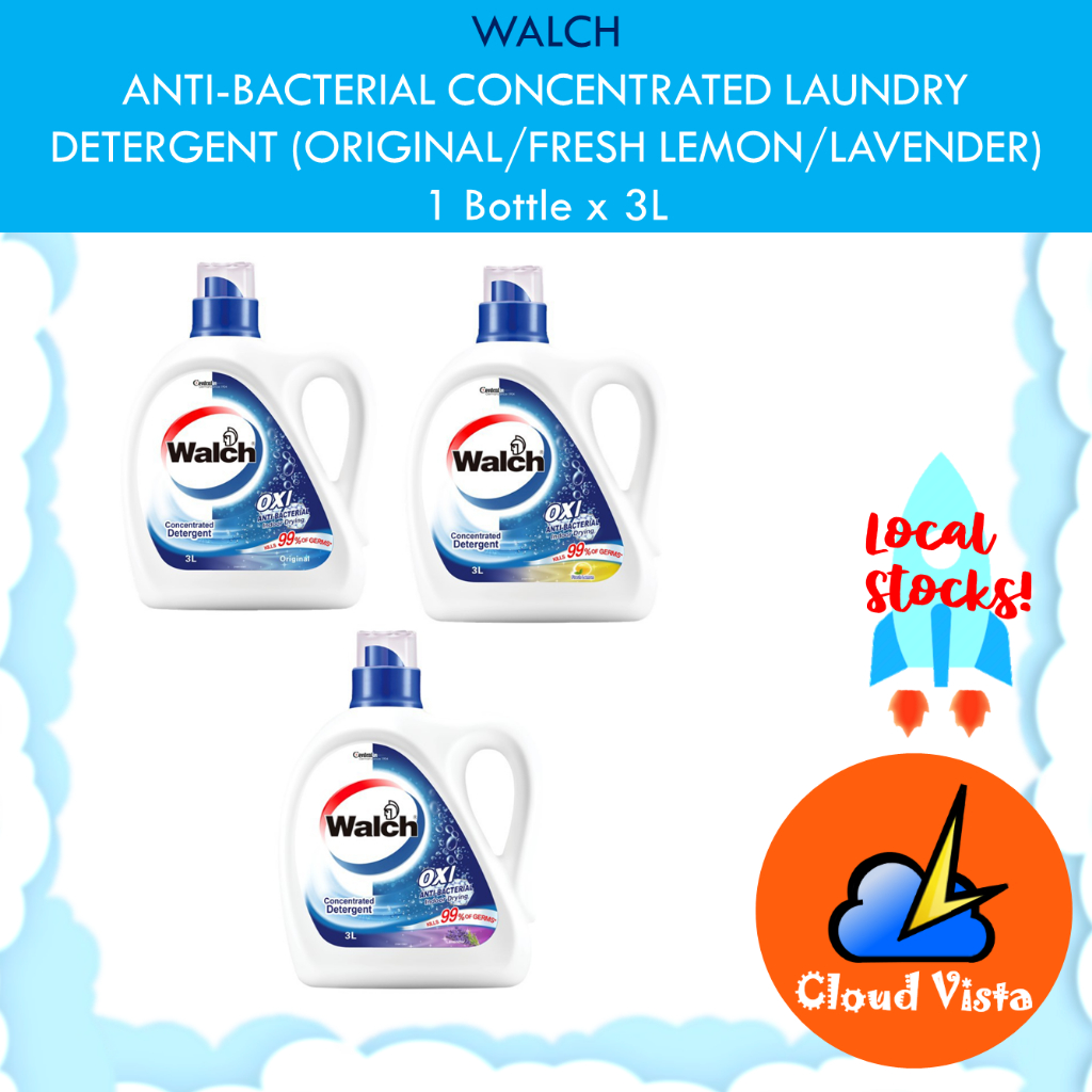 Walch Anti-Bacterial Concentrated Laundry Detergent 3L (Original/Fresh ...