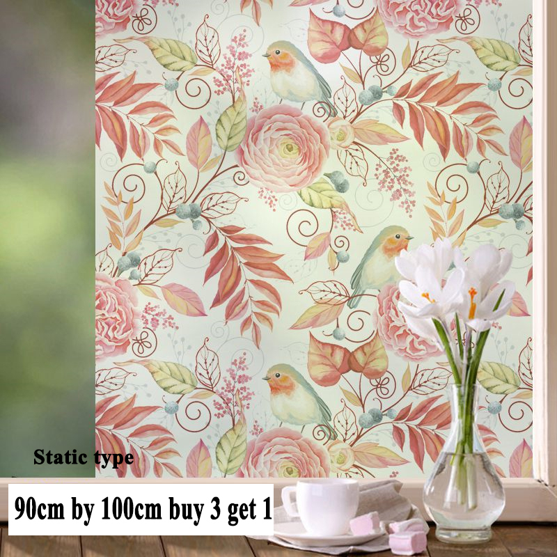 3D Matte Privacy Window Film Non-Adhesive Frosted Bird Decorative Vinyl ...