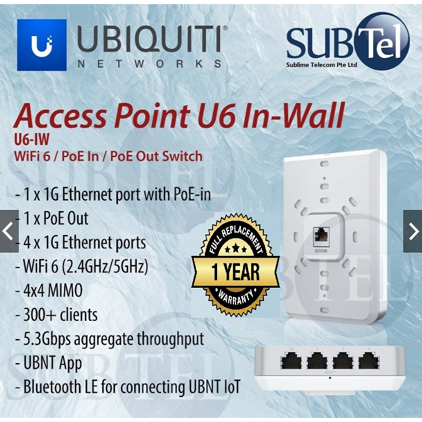 U6-IW Ubiquiti Unifi WiFi 6 In-Wall Access Point Latest In Wall WiFi6 ...
