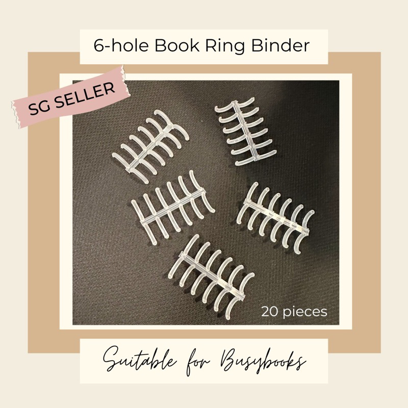 [SG SELLER] 20 Pieces Transparent 6-hole Plastic Ring Book Binder for ...