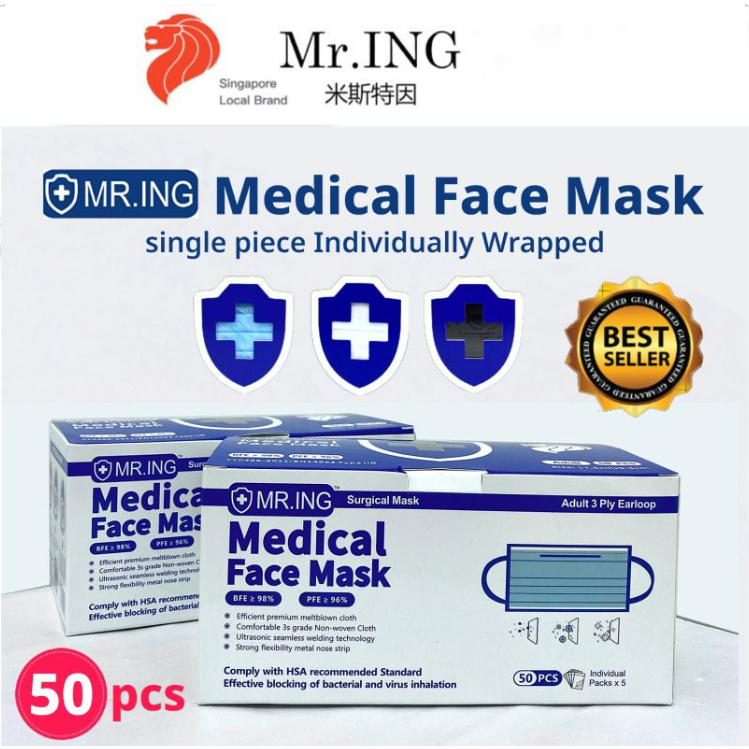 3Ply Surgical Adult / Kids Medical Face mask (50Pcs - individual ...