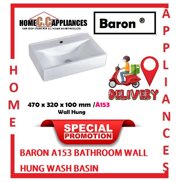 BARON A153 BATHROOM WALL HUNG WASH BASIN | Shopee Singapore