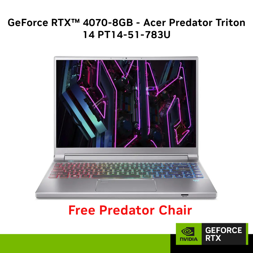 GeForce RTX™ 4070-8GB - Acer Predator Triton 14 Gaming Laptop PT14-51 ...