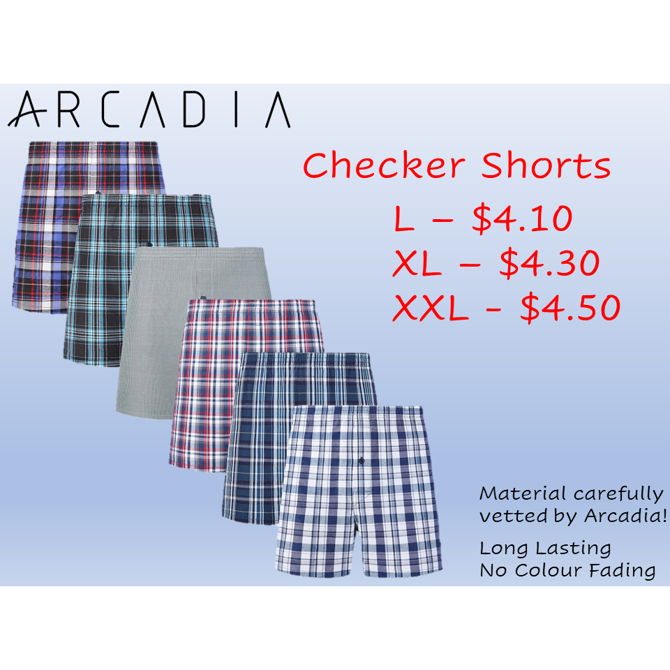 Checker Plaid Boxer Shorts | Woven Button Elastic Waistband | Min. 3pc ...