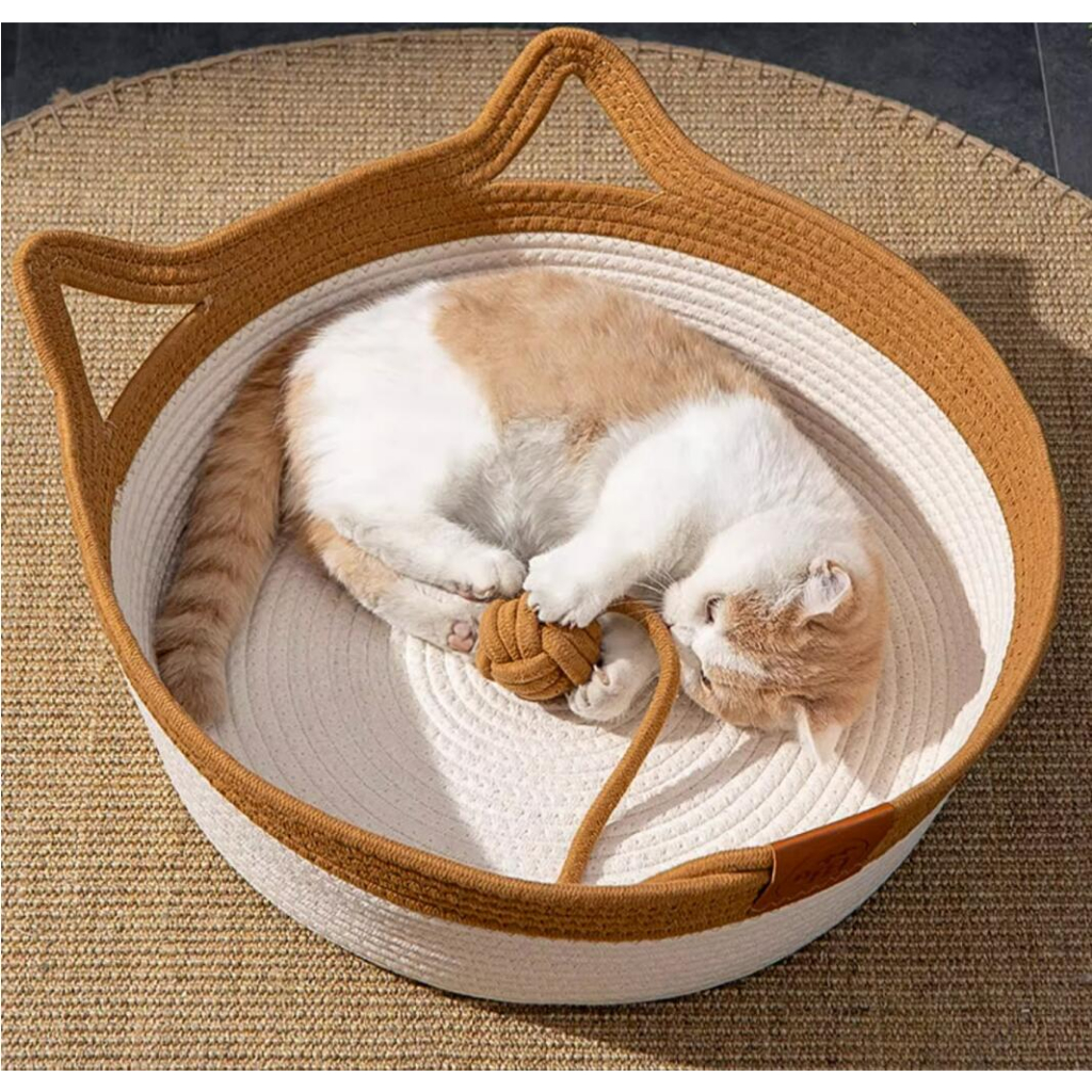 " Local Stock" Japanese Pet Cat Bed Round Hand Woven Rattan Cat Beds ...