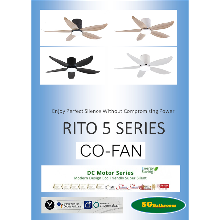 FANCO CO-FAN Rito 5 DC Motor 5 Blade Ceiling Fan with 3 Tone LED Light ...