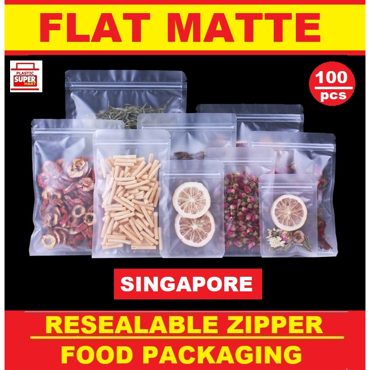 【Food Pouch】【BULK 100】Matte Flat Zipper Food Pouch Plastic Bag Nuts ...