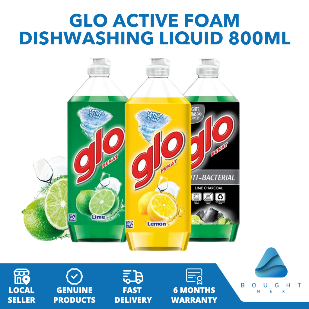 Glo Active Foam Dishwashing Liquid 800ml Powerful Cleaning Action Enjoy ...