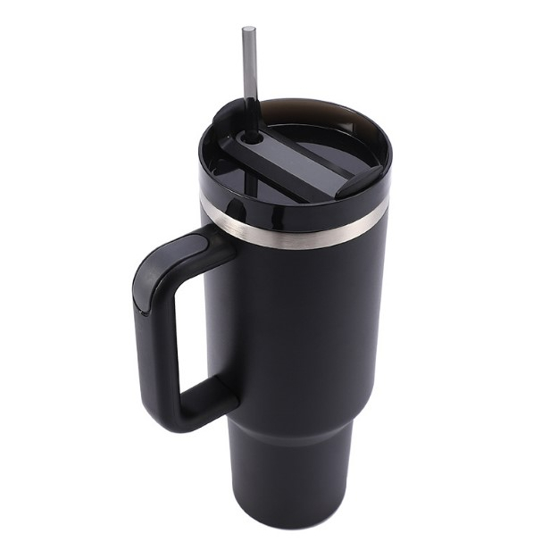 [SG] 1200ml 40oz Stainless Steel Thermal Cup Tumbler Side Handle & Straw Large Big Vacuum Double ...