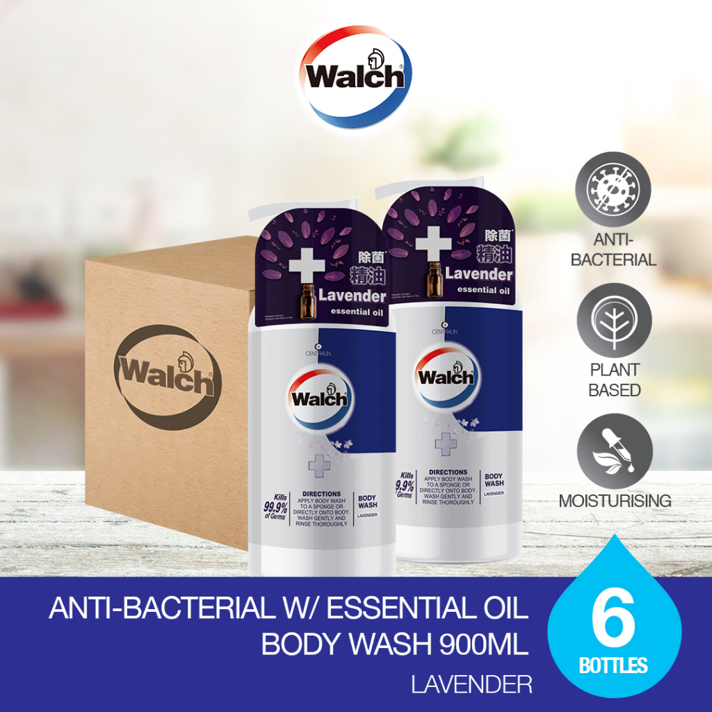 Walch® Anti-bacterial w/ Essential Oil Body Wash 900ml x 6 Bottles ...