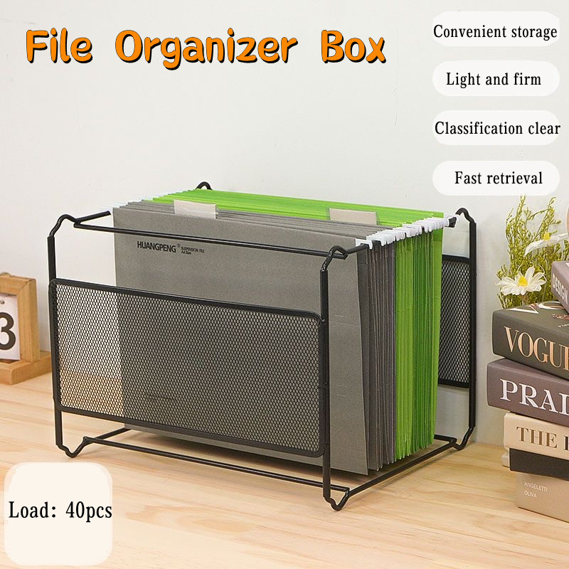 Mesh Metal File Organizer Box Hanging File Folder Box Desk Storage ...