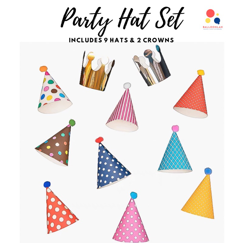 11pcs Party Hat Set Birthday Fun [READY STOCK IN SG] | Shopee Singapore