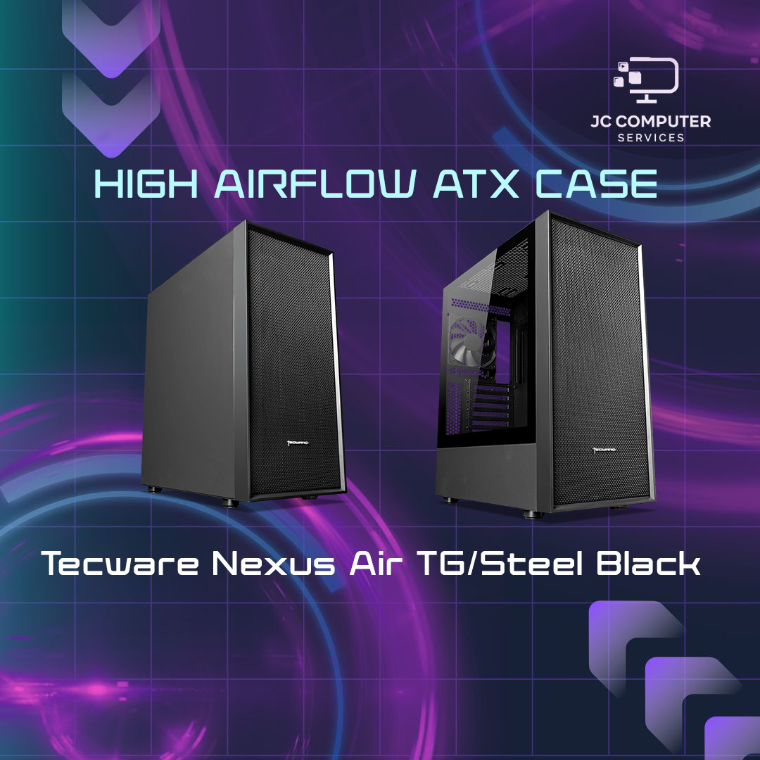 Tecware Nexus Air Steel/TG Black PC Computer Desktop Case Chassis ...