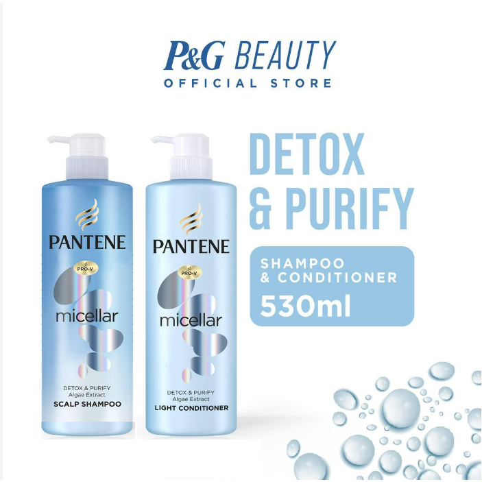 Pantene Micellar Detox and Purify Micellar Shampoo/Conditioner 530ml ...