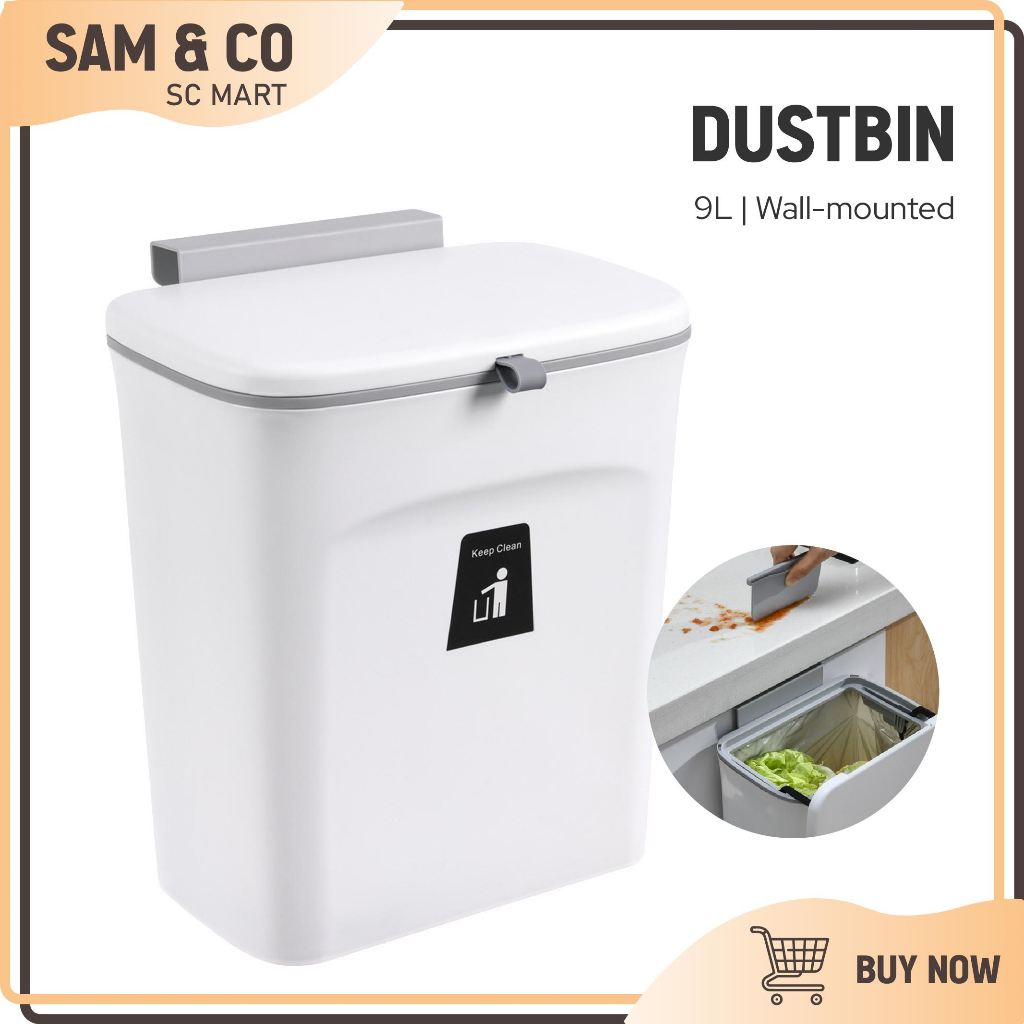 ⭐SG Stock⭐9L Wall Mounted Dustbin/Kitchen Cabinet Storage/Hanging Trash ...
