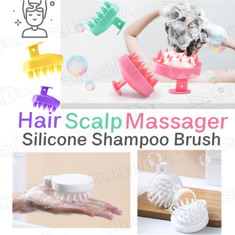 (10.10 SALE) Hair Scrub Scalp Massager Silicone Shampoo Wash Brush ...