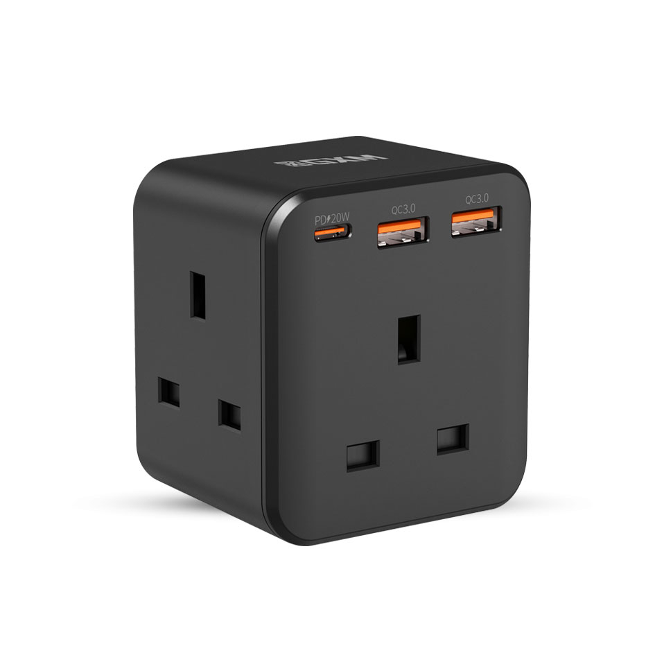 GXM 20W 13A 3-Way Safety Mark Multiway Adapter Wall Charger with 3 USB ...