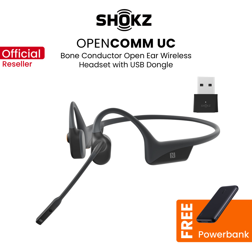 SHOKZ OpenComm UC Bone Conductor Open Ear Wireless Headset with USB ...