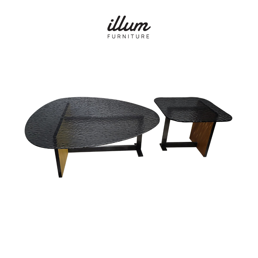 illum Incheon Coffee Table Glass Top Metal Legs Modern Design | Shopee Singapore