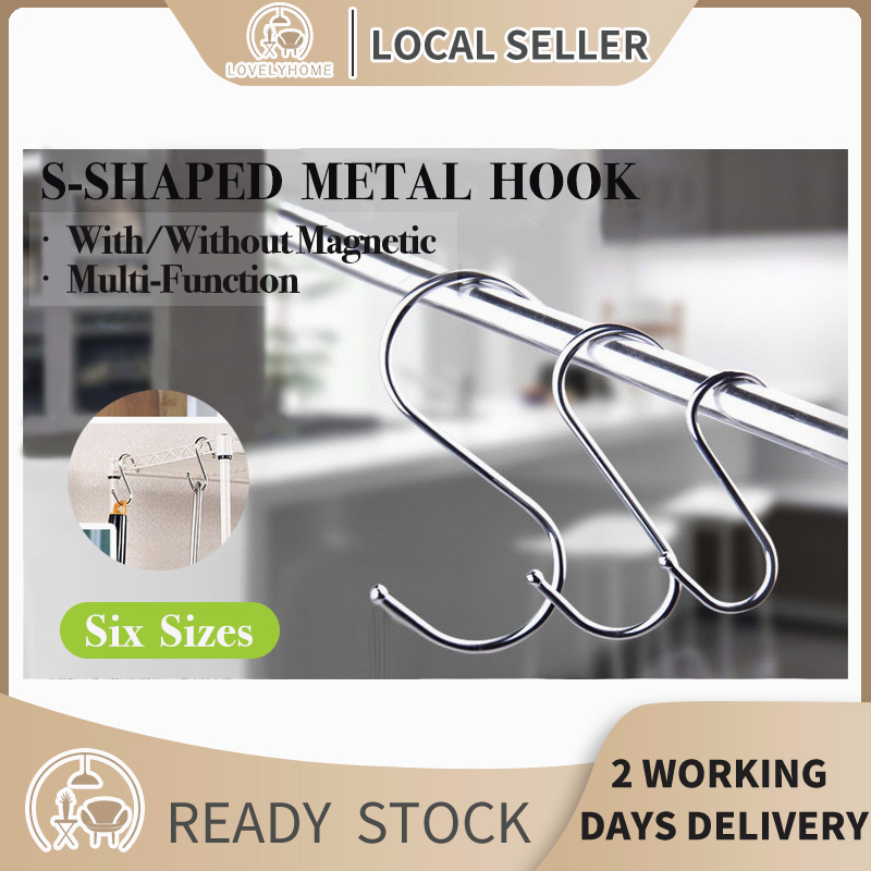 [SG]Multi-Function S Hook 304 Stainless Steel Iron Door Hangers Wardrobe Organizing Tool ...
