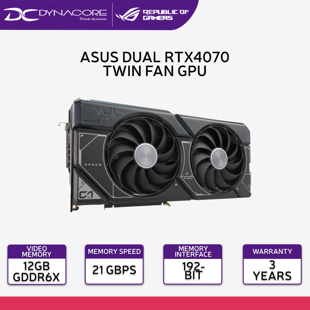 ASUS Dual GeForce RTX 4070 OC Edition 12GB GDDR6X Graphics Card - DUAL ...