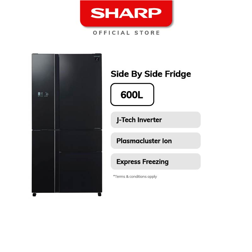 SHARP 600L Side by Side Refrigerator (Black/Silver) SJ-SS60E-DS/BK ...