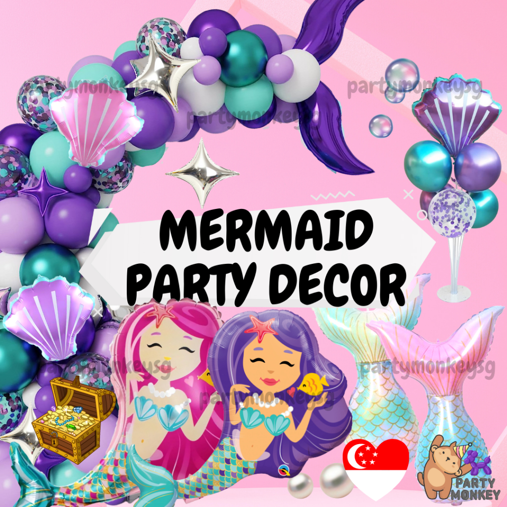 [SG Instock] Mermaid Balloon Birthday Party Decoration Underwater ...