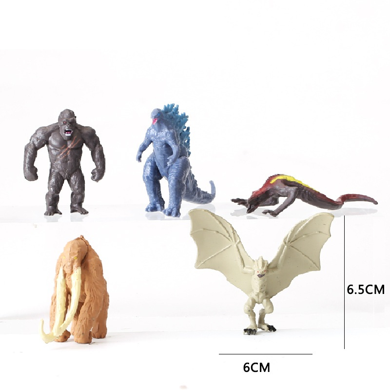 Mini Godzilla / King Kong Figurines / Cake Toppers (5 Pcs a Set ...