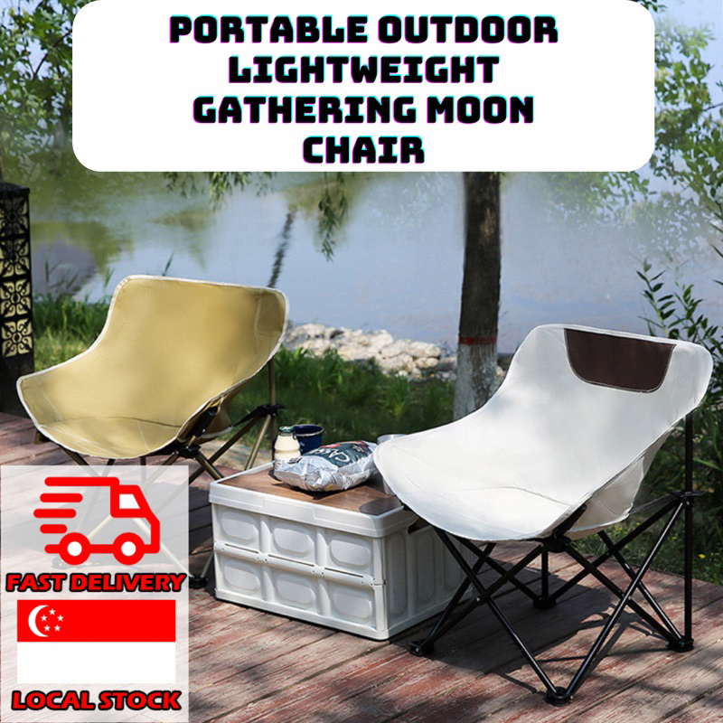 🇸🇬SG Ready Stock🇸🇬 Foldable Camping Chair Outdoor Portable Moon Chair ...