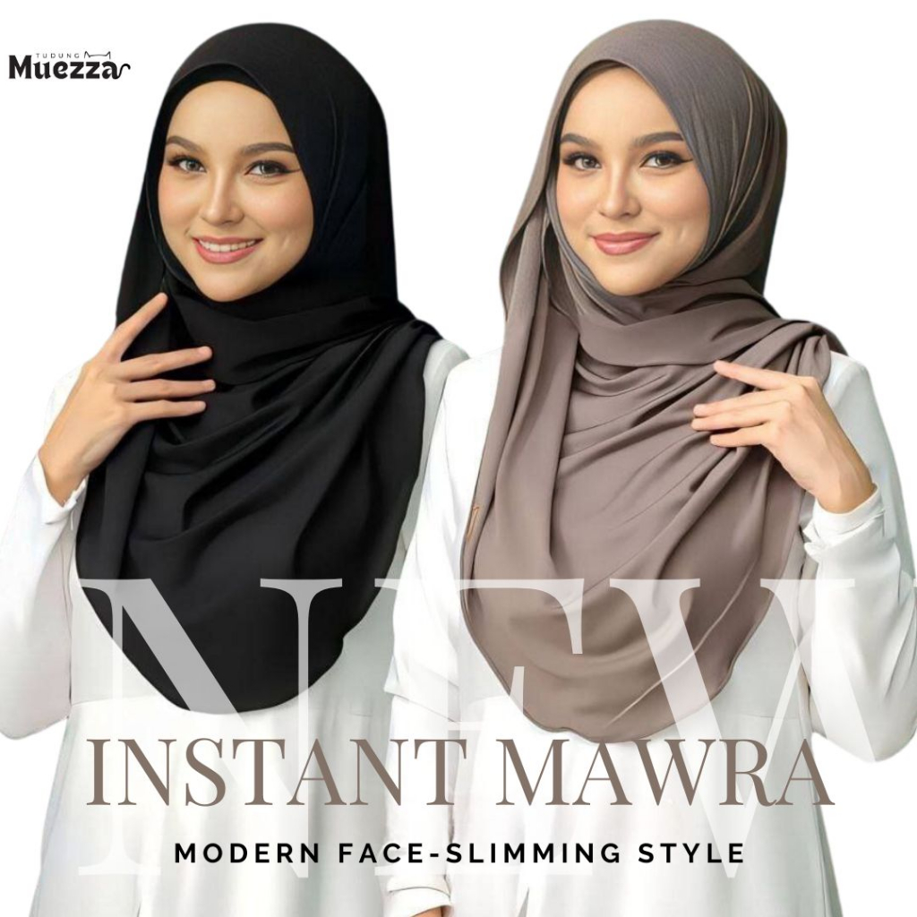 HIJAB SHAWL INSTANT MAWRA NEW SLIM FACE TUDUNG STYLE PREMIUM MOSSCREPE ...