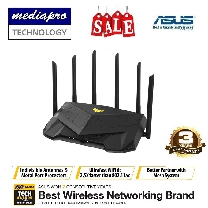 ASUS TUF-AX5400 TUF Gaming AX5400 Dual Band WiFi 6 Gaming Router with ...