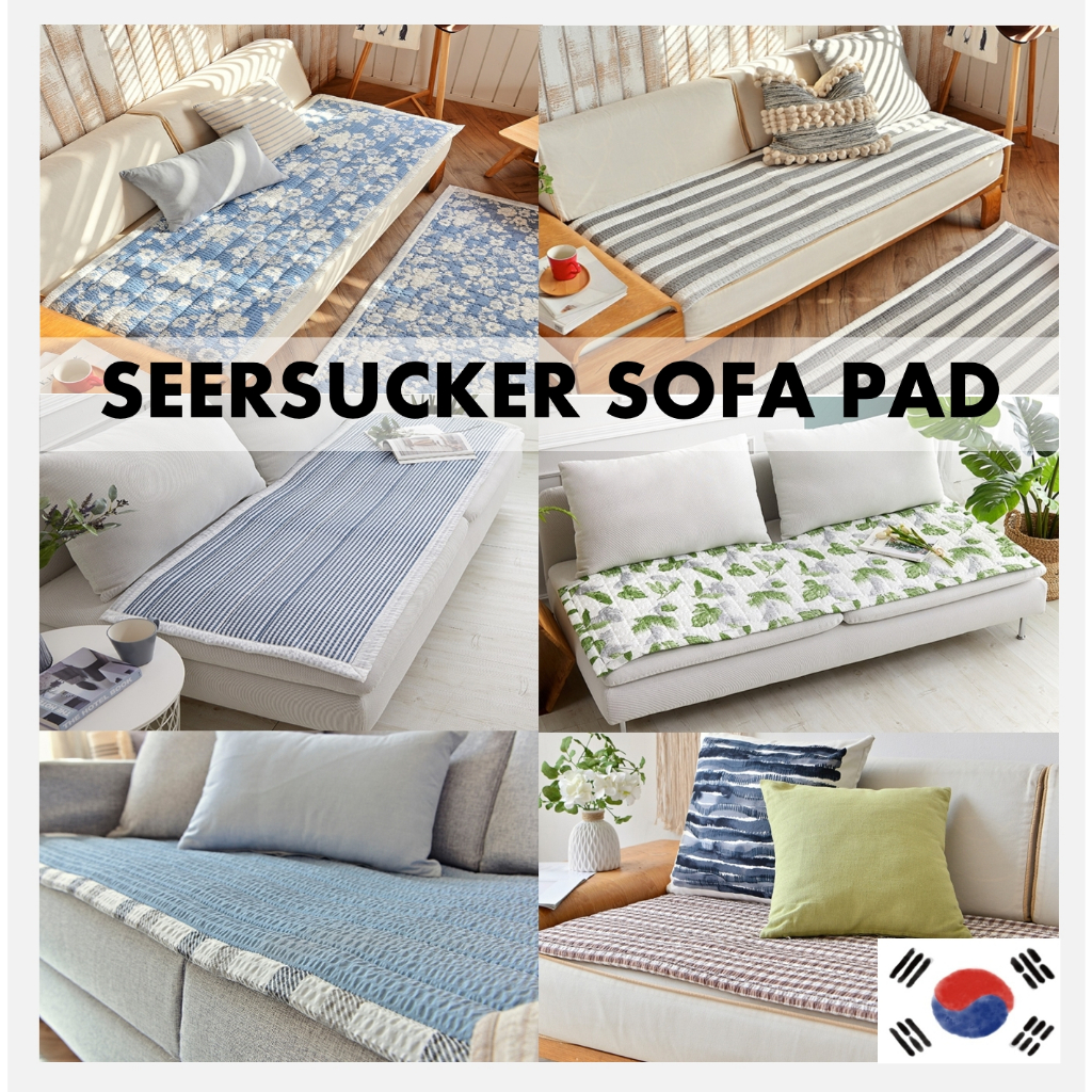 [LEREVE1] SEER SUCKER Sofa pad cover protector Made in Korea Non-slip ...