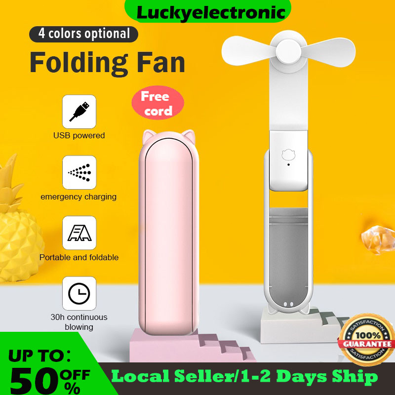 2 In 1Mini Portable Pocket Fan/Emergency Power Bank Handheld USB ...