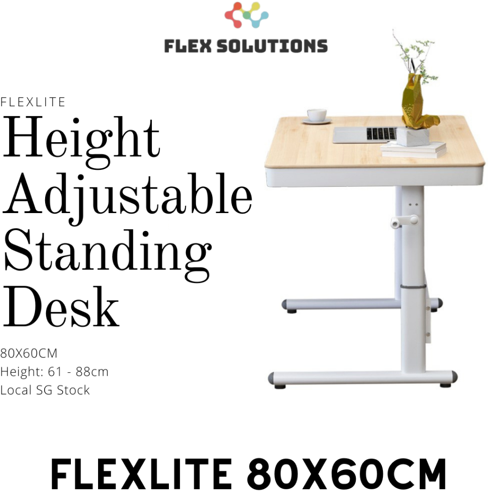 [ SG Stock][80cm x 60cm] FlexLite Manual Adjustable Standing Desk with ...