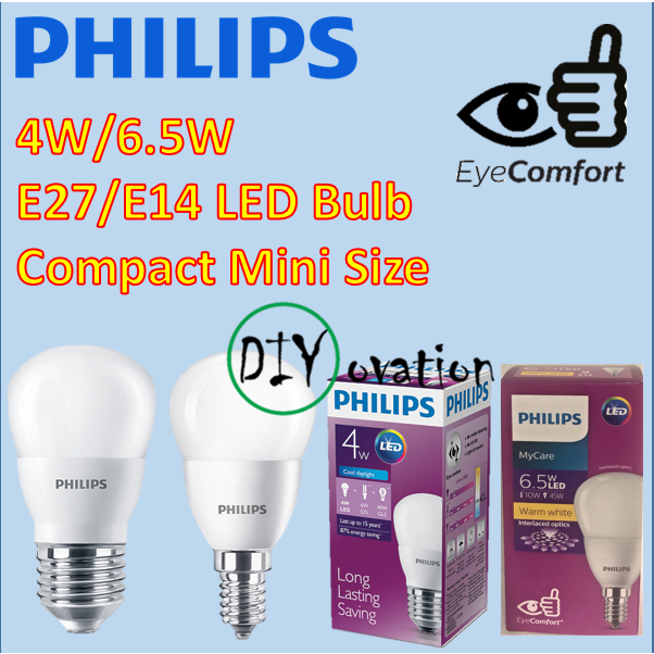 [4pcs DEAL ] Philips LED 4W/ 6.5W E27/ E14 Mini LED Bulb/ Long Life ...