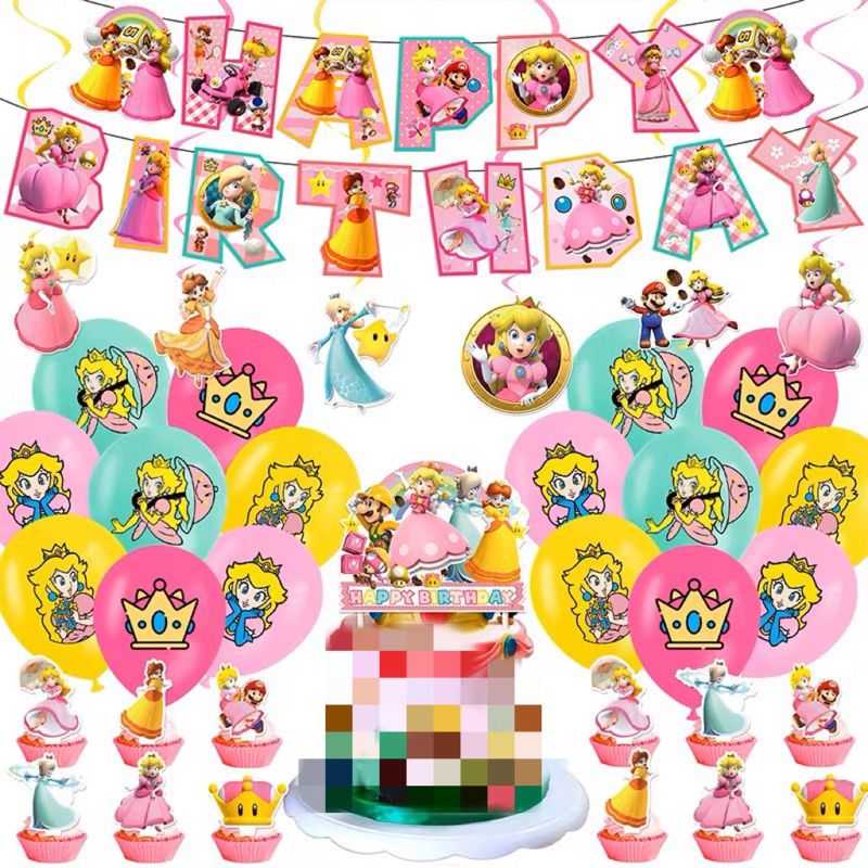 [Ready Stock] The Mario Princess Peach Happy Birthday Party Decorations ...