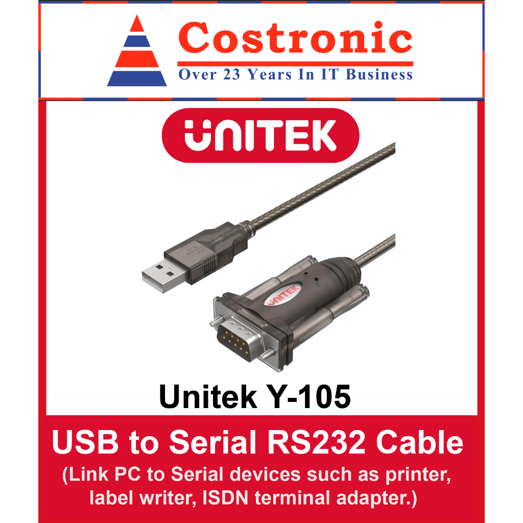Unitek Y-105 USB to Serial RS232 Cable | Shopee Singapore